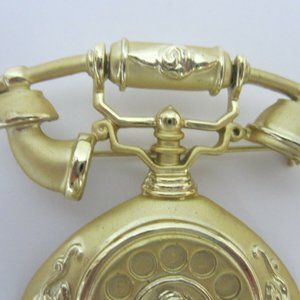 Unbranded | Jewelry | Vintage 98s Antique Telephone Brooch Pin Gold ...